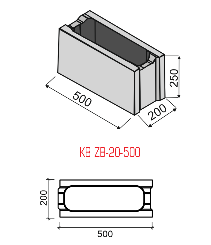 Ztracené bednění KB ZB 20 250x200x500 mm | KB-BLOK